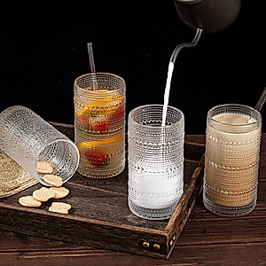 Dingerjar 2024 Upgraded Large Capacity 16 oz/480 ml Hobnail Glasses Drinking Set of 12 - Heavy Vintage Glassware