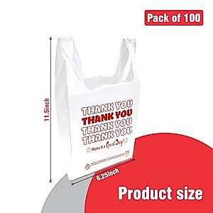 Concession Essentials Disposable & Reusable Thank You T-Shirt Bags- Pack of 100