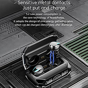 M41 Mechanical Technology Wireless Bluetooth Headset, Noise Reduction, Low Delay, Long Battery Life, Binaural Waterproof Stereo Headphones in Ear Built in Mic, for Sport (Black)