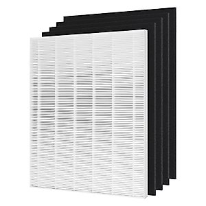 CHAMONNY D360 True HEPA Replacement Filter D3, Compatible with Winix D360 Air Purifier, Compare to Winix D3 Filter, Item Number 1712-0101-02,1 H13 True HEPA Filters + 4 Activated Carbon Pre-Filters