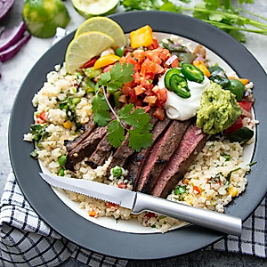 Rada Cutlery Serrated Steak Knife Stainless Steel Blade With Aluminum Made in USA, 7-3/4 Inches, Silver Handle, Pack of 2