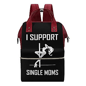 I Support Single Moms Diaper Bag Backpack Large Capacity Mommy Bags Multifunction Nappy Bag Travel Back Pack Red-Style