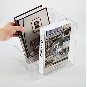 Clear Acrylic Magazine File Holder Desk Organizer File Folder Detachable Design for Office Organization and Storage with 3 Vertical Compartments