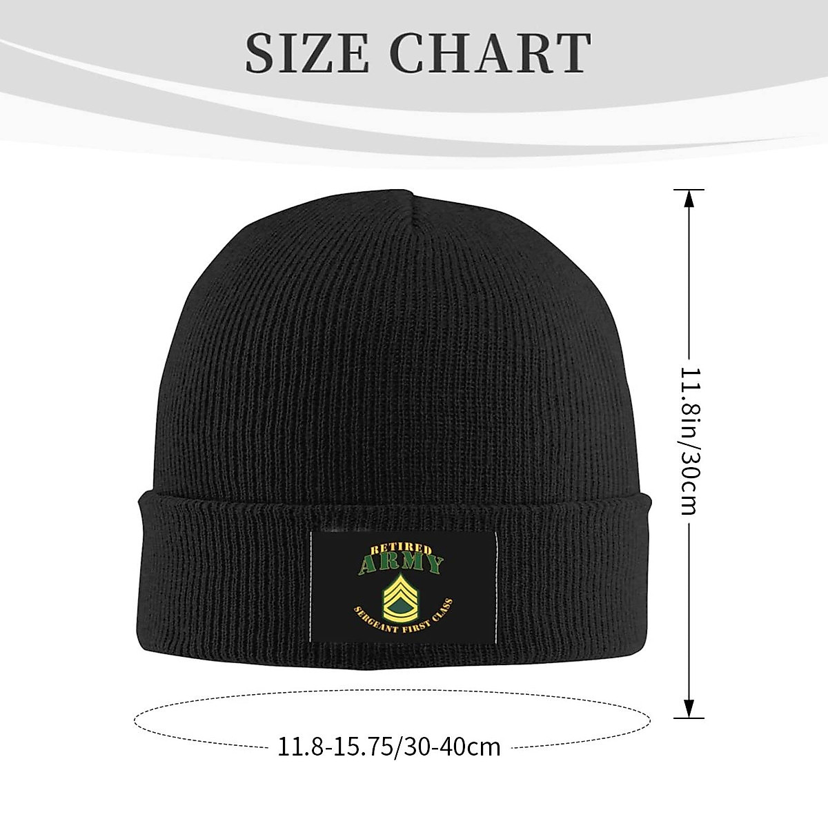 Army SFC Retired Knit Hat Soft Classic Stretchy Beanie Cap Winter Warm Hats for Women Men Skull Cap