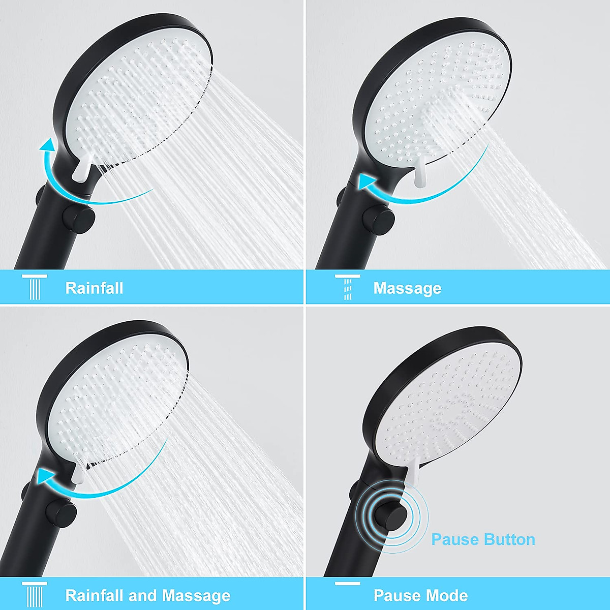 CREA Roman Tub Faucet Black, Tub Faucet Bathtub Bath Faucet Set 3-Hole with Hand Shower Tub Spout Diverter Deck-Mount Pull Out Bathroom Tub Faucet