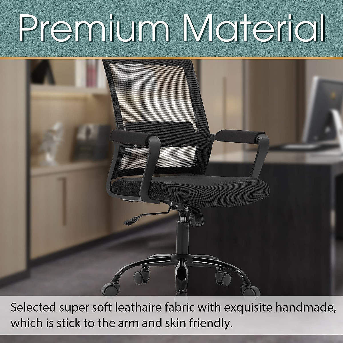 Joywell Linen Office Chair Armrest Pads, Adjustable Comfy Ergonomic Chair Arm Rest Covers, Removable Elbows Support and Forearms Pressure Relief, Set of 2, Black