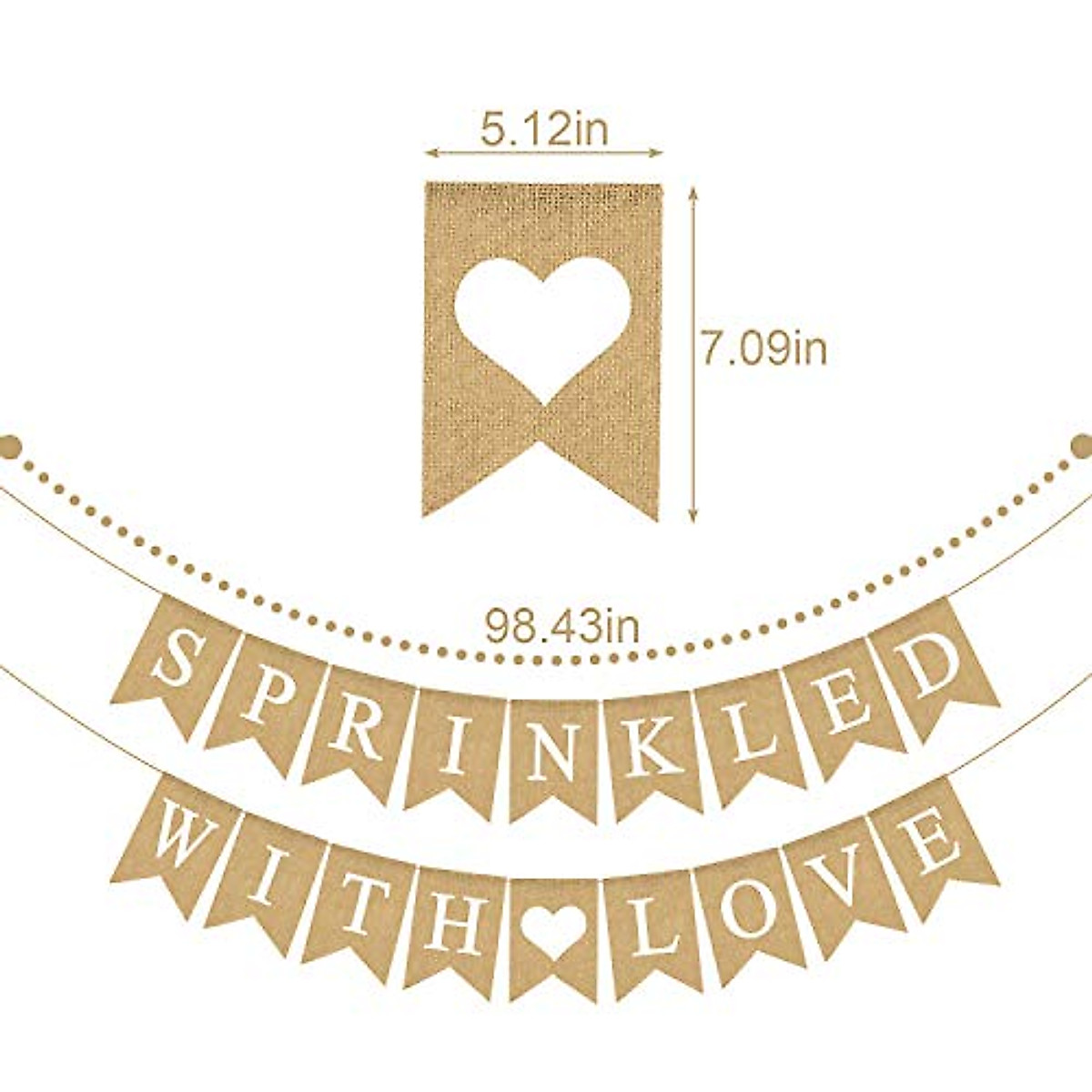 Rainlemon Jute Burlap Sprinkled with Love Banner Gender Neutral Baby Shower Sprinkle Decoration Supply