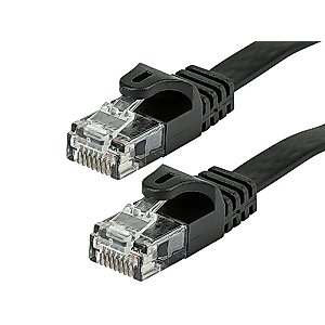 Monoprice Flat Cat6 Ethernet Patch Cable - Snagless, 550MHz, UTP, 30AWG, 14 Feet, Black - Flexboot Series