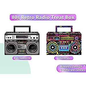 80s Party Favor Treat Boxes 24 PCS Novelty Boom Box Gift Boxes Retro Radio Mixed Color Candy Goodies Box for Retro 1980s Theme Hip Hop Music Party Supplies