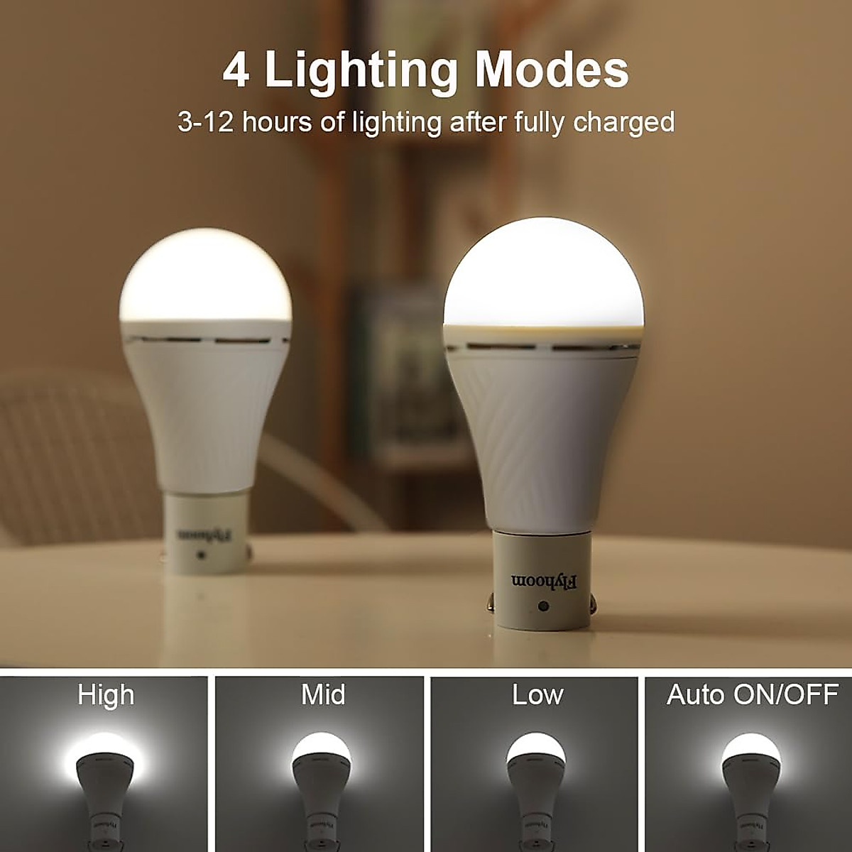 Flyhoom Solar Light Bulbs Dusk to Dawn Solar Lights Indoor, Portable Solar Chicken Coop Lights Hanging Solar LED Camping Lights, 2-Pack