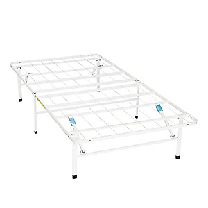 Amazon Basics Foldable Metal Platform Bed Frame with Tool Free Setup, 14 Inches High, Twin, White