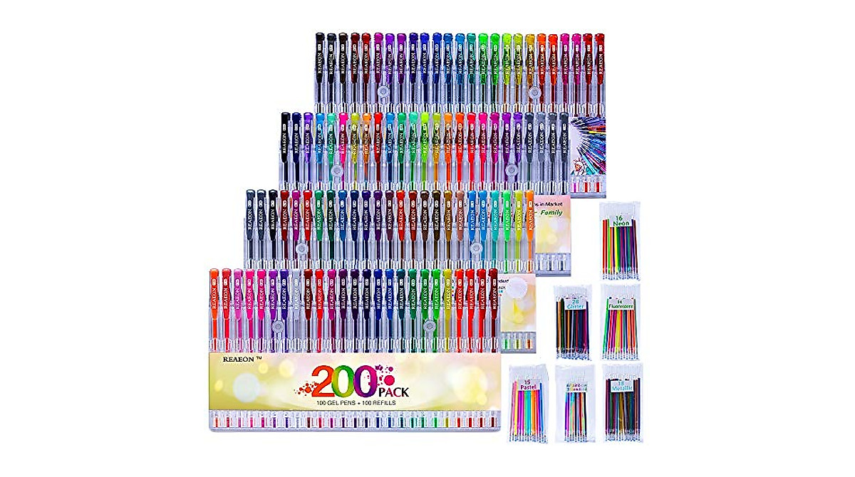 Reaeon 200 Gel Pens - 100 Colors with Refills