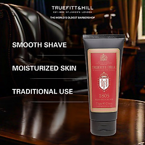 Truefitt & Hill Shaving Cream Tube - 1805 - Premium Glycerin-Based Lather, Smooth Glide, and Hydration for a Luxurious Shave - 2.65 oz