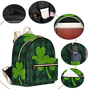 St. Patrick's Day Mini Backpack Purse for Women Shamrocks Clovers Paid Small PU Leather Designer Ladies Shoulder Bag Travel Fashion Daypack