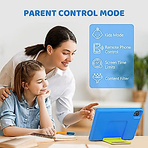 Cheerjoy Kids Tablet 10 inch, Android 12 Tablet for Kids with Parent Control, Kidoz Pre-Installed, 2GB+32GB, 6000mAh Dual Camera WiFi Bluetooth Tablet, Children Tablet with Shock-Proof Case (Blue)