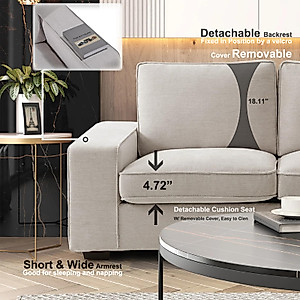 Harkawon 88.6" Sofa Couches for Small Spaces Modern Loveseat for Living Room with Solid Wood Frame, Chenille Lounge Removable Cover, Modern Couches for Apartment,Dorm, Office, Beige