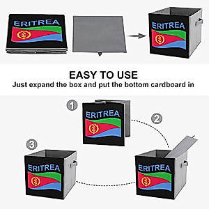 Flag of Eritrea Collapsible Storage Bins Basics Folding Fabric Storage Cubes Organizer Boxes with Handles