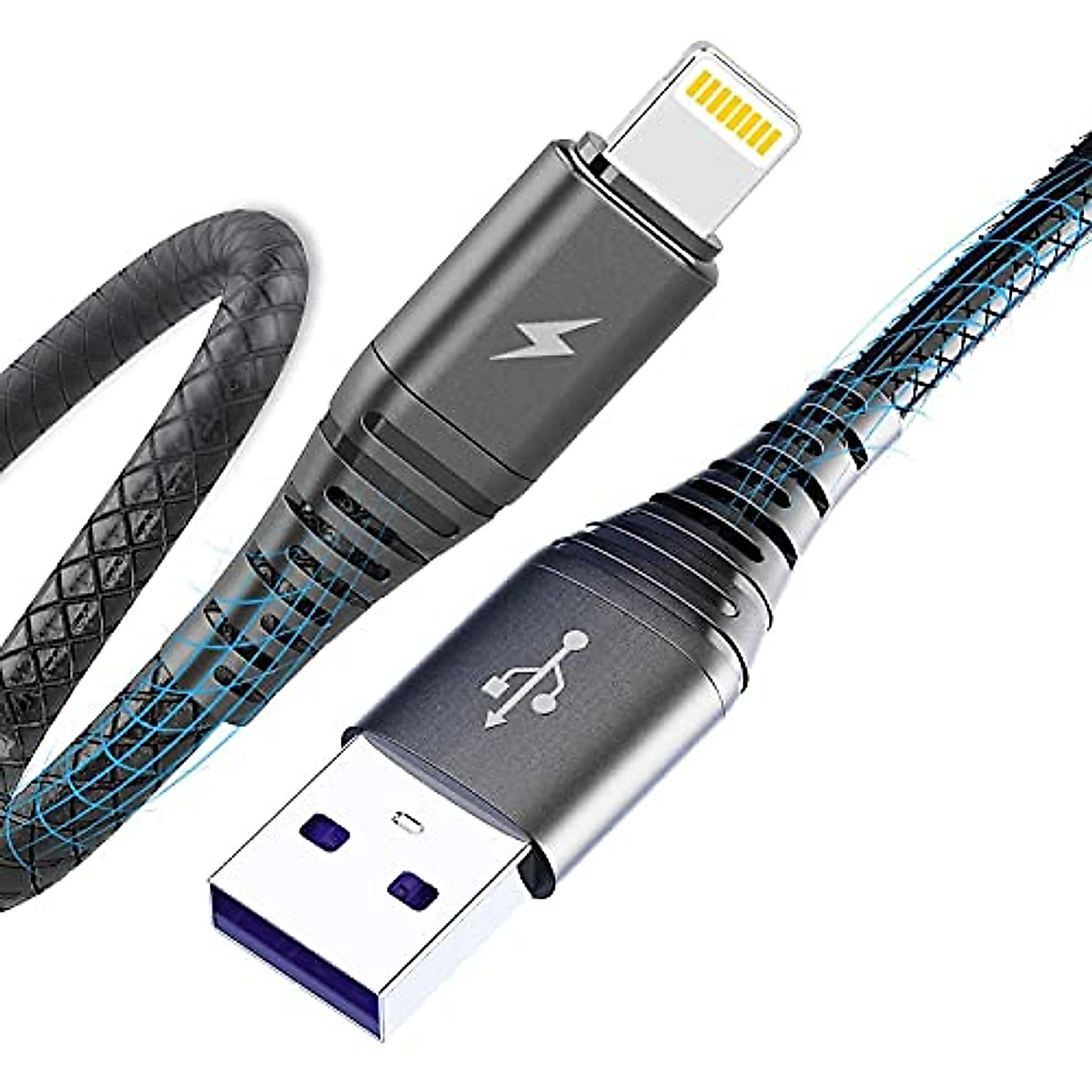 [3 Pack] Apple MFi Certified iPhone Charger 6ft, Cabepow Lightning Cable 6 Foot, iPhone Charging Cord 6 Feet 2.4A USB Cables for iPhone Pro Max/Xs/XR/X/8 Plus/7/6s/6/5c/5 (Black)