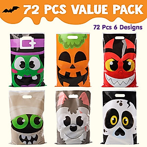 JOYIN 72 Pcs Halloween Bags, Plastic Goodie Bags in 6 Designs for Halloween Candy Trick or Treating Party Favors, Halloween Trick-or-Treat Snacks Party Supplies Classroom Prizes