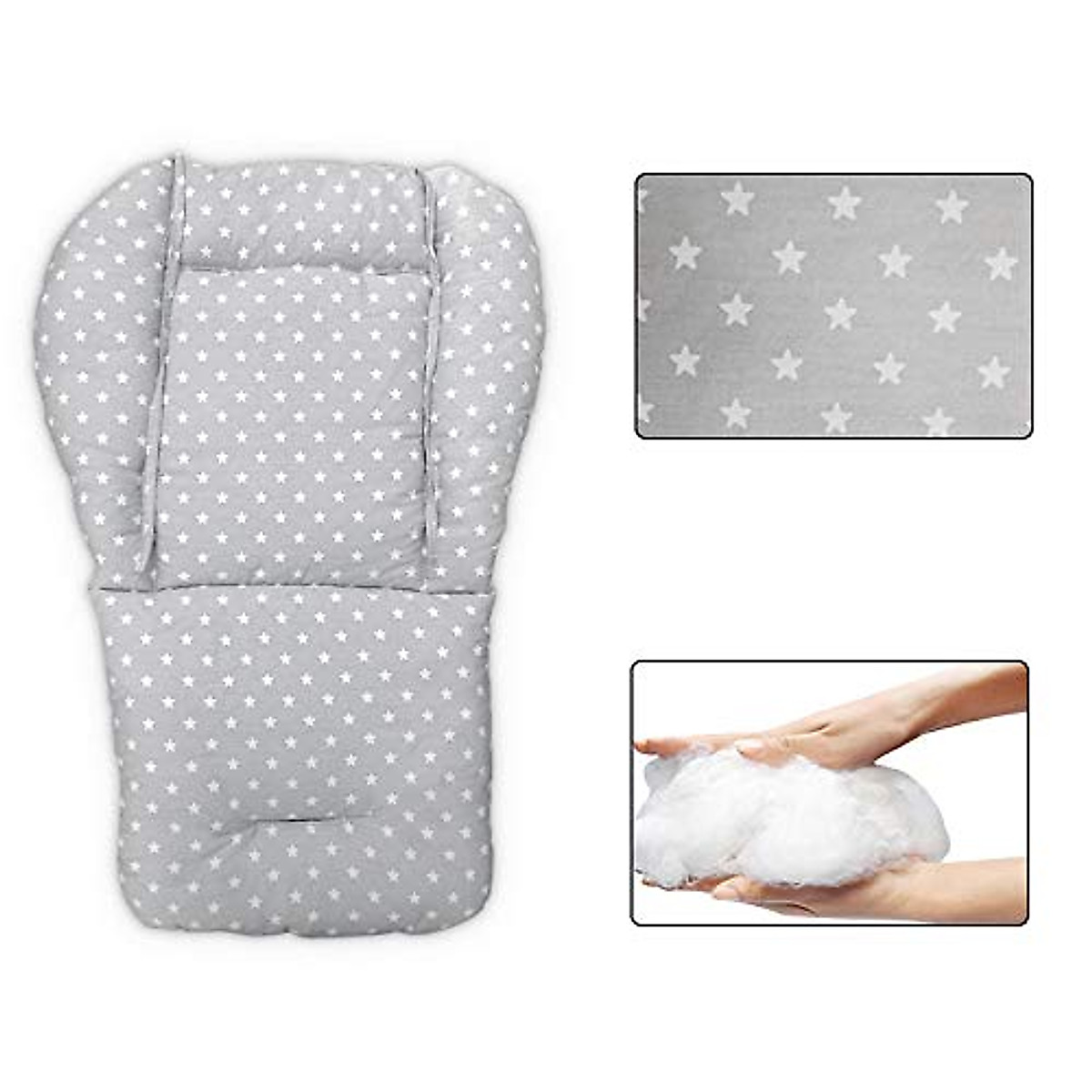 High Chair Pad, Grey Background Little Stars Pattern High Chair Cushion/seat Cushion/breathable Pad with Baby High Chair Seat Belt, Soft and Comfortable, Make The Baby More Comfortable (2 Pieces)