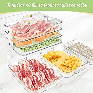 Deli Meat Container for Fridge: 3 Layer Bacon Lunch Meat Container for Refrigerator Organizers and Storage - Stackable Food Storage Boxes with Lids Cheese Keeper Box for Fridge Airtight Deli Organizer