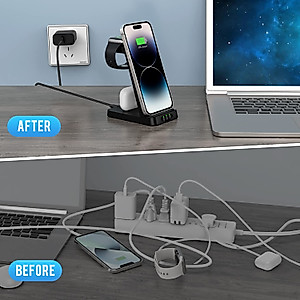 Charger Station for Apple Multiple Devices,3 in 1 Wireless Charging Station Dock Stand for Apple Watch 8 7 6 SE 5 4 3 2 iPhone Fast Charger for iPhone 14 13 12 11 Pro X XS 8 Plus & Airpods
