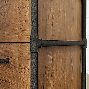 Sauder Iron City Lateral File, L: 31.50" x W: 20.00" x H: 30.00", Checked Oak Finish