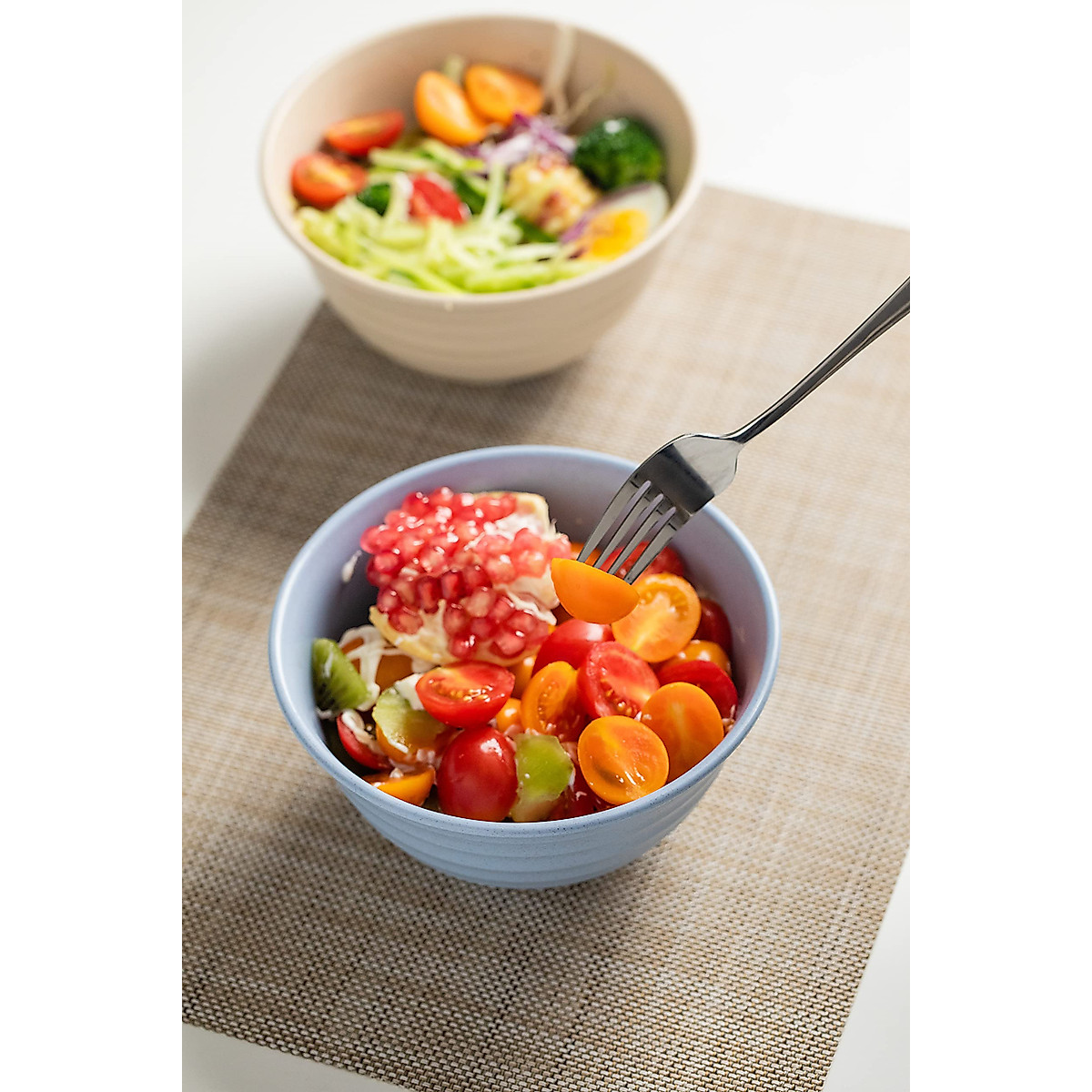 GREFREZE 30 Fluid OZ cereal bowl set,multi used for soup,salad,or rice,wheat straw fiber bowl,light weight&chip resistant,Dishwasher&Microwave safe,set of 4 (Beige)