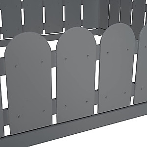 Harper & Bright Designs House Bed for Kids, Full Size Bed with Roof and Fence, Wood Bed Frame for Kids, Teens, Girls & Boys, Easy Assembly (Gray)