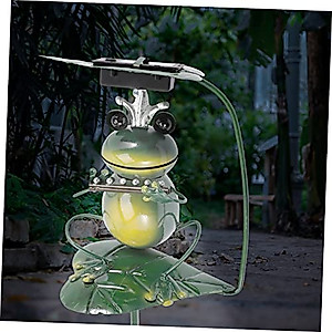 LABRIMP Creative Light Garden D Welcome Walkway Outdoor Art Pathway Frog Solar Patio Lawn Statue Musician Home Stake Powered Sign for Dark Figurine Ornament Green Sculpture Frogs Lights