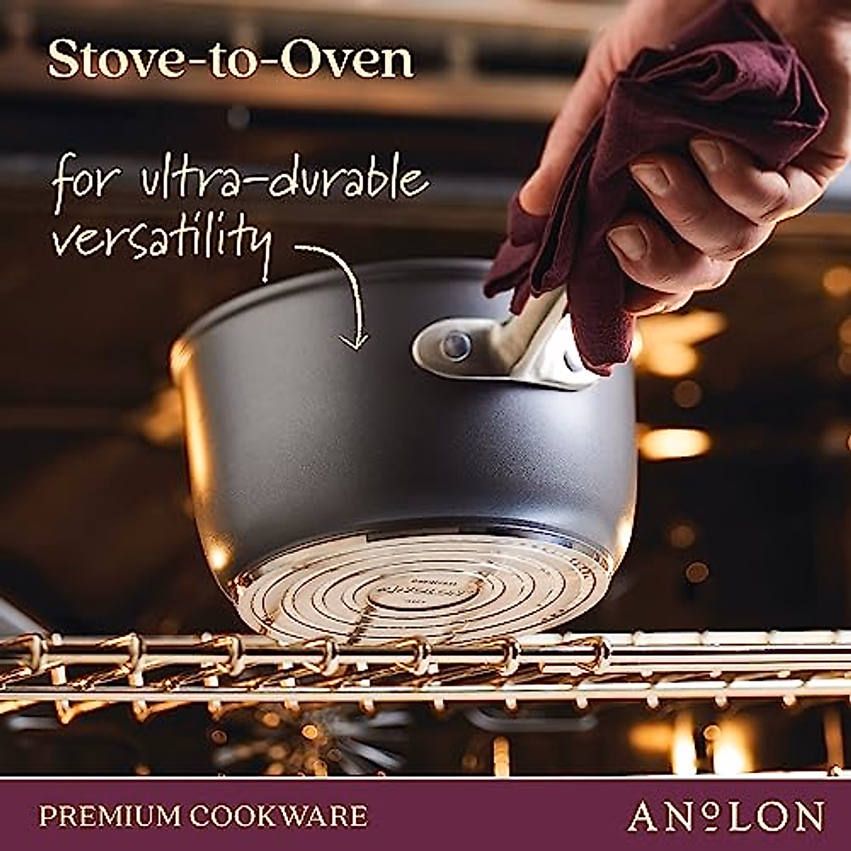 Anolon Accolade Forged Hard Anodized Nonstick Sauce Pan / Saucepan with Lid, 2.5 Quart - Moonstone Gray
