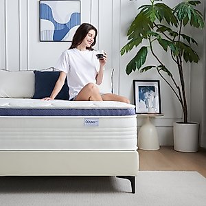 Dourxi King Mattress, 12 Inch Hybrid King Size Gel Memory Foam Mattress in a Box, Individually Pocket Spring for Pressure-Relief and Supportive, Non-Fiberglass Mattressess - Medium