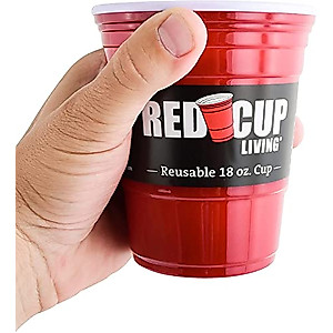 Red Cup Living Reusable Red Plastic Cups, 18 oz Cup - Set of 2 ,Party Cups