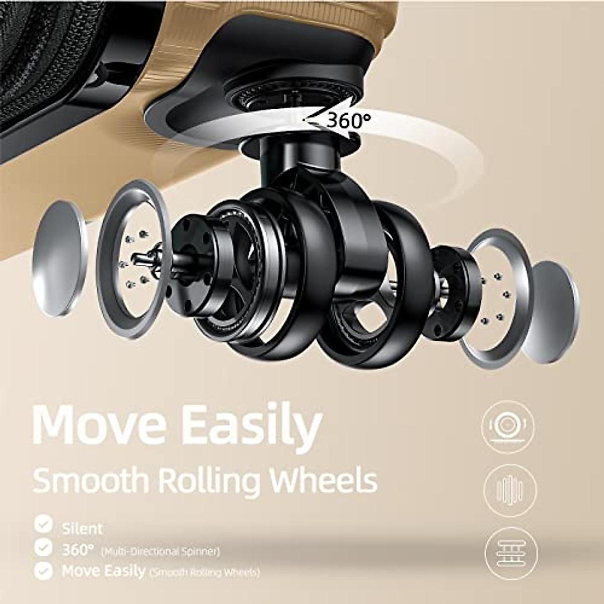 SHOWKOO Luggage Sets Expandable ABS Hardshell 3pcs Clearance Luggage Hardside Lightweight Durable Suitcase sets Spinner Wheels Suitcase with TSA Lock (Gold)