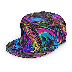 YEGFTSN Baseball Cap Men Women - Colorful Tie Dye Adjustable 3D Printed Snapback Flat Bill Hip Hop Hat