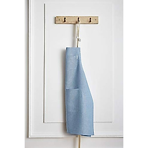 Solino Home Linen Kitchen Apron – 100% Pure Linen Bib Apron for Men & Women with front Pockets – Light Blue, Handcrafted from European Flax