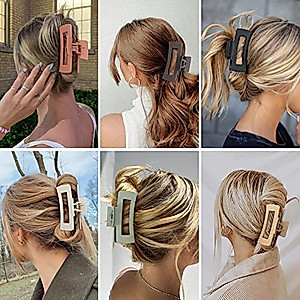 Sisiaipu 4 Inch Big Hair Clips 6 Pcs claw clips for Thick Hair Large Rectangular Claw Clips for Women and Girls Big Nonslip Acrylic Banana Jaw Clips Hair Accessories