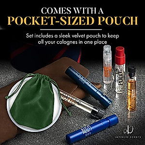 Infinite Scents Cologne Samples for Men: 10 Designer Fragrances + Pocket-Sized Pouch - Travel-Size Men's Cologne Sampler Set, Cologne Sample Pack Gift Set