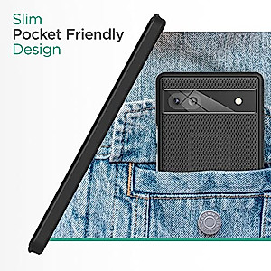 Encased DuraClip Designed for Pixel 6a Belt Clip Case (Slim-fit) Phone Holster Case with Kickstand, Black (Google Pixel 6a)