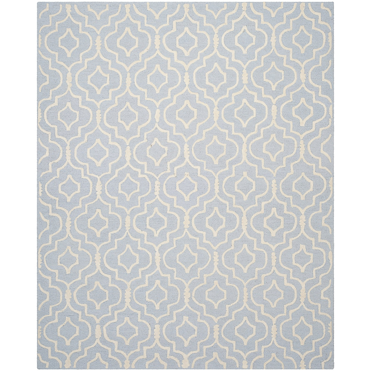 SAFAVIEH Cambridge Collection Area Rug - 9' x 12', Light Blue & Ivory, Handmade Moroccan Wool, Ideal for High Traffic Areas in Living Room, Bedroom (CAM141A)