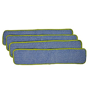 CleanAide Microfiber Wet Mop Pad Refill, 24 Inches, Green, Pack of 4