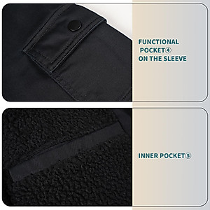 whattry Mens Casual Washed Cotton Military Jacket Warm Canvas Windbreaker