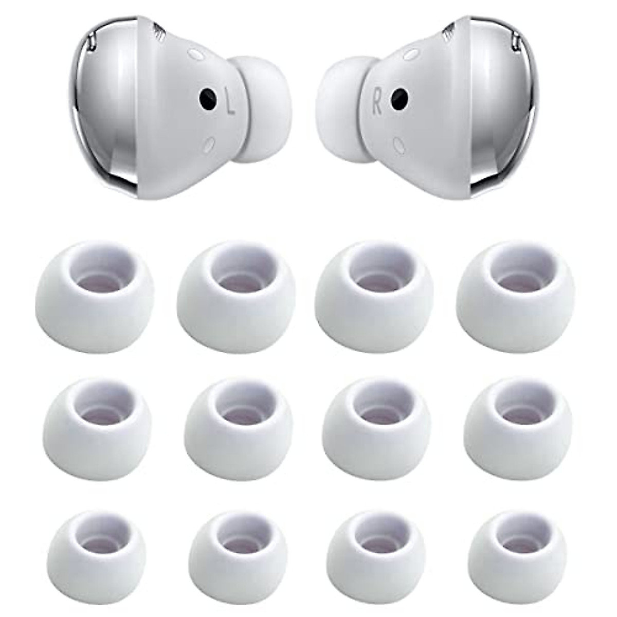 Silicone Ear Tips Replacement for Galaxy Buds Pro , JNSA Replacement Earbuds Tips Compatible with Galaxy Buds Pro Earbuds 6 Pairs SML Silver (GBP8PW)