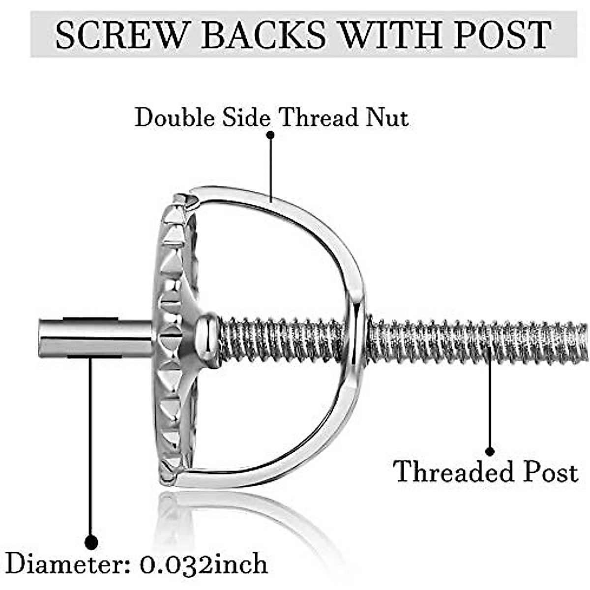 2 Pairs14k Gold Plated Screw Earring Backs 925 Sterling Silver Screw On Earring Backs for Studs,Hypoallergenic Screw Backs for Earrings Fit Threaded Post 0.032''