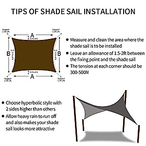 Tuosite Terylene Waterproof Sun Shade Sail UV Blocker Sunshade Patio Rectangle Knitted 220 GSM Block Fabric Pergola Carport Awning 8' x 10' in Color Blue