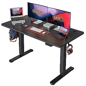 BANTI 63'' Electric Standing Desk,Adjustable Height Stand Up Desk,Sit Stand Home Office Desk, Black Top