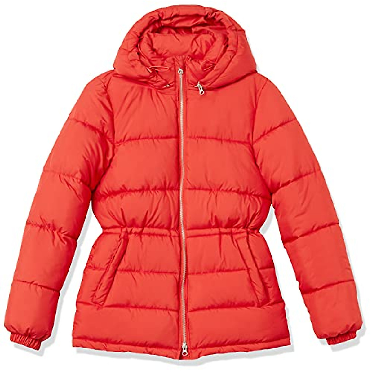 Amazon Essentials Women's Heavyweight Quilted Hooded Puffer Winter Jacket with Adjustable Waist, Red, X-Large
