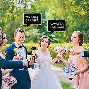 52PCS Wedding Photo Booth Props with Stick Bridal Shower Photo Booth Props Funny Photo Props, Wedding Party Supplies for Bride Groom, Bachelorette Wedding Party Decorations for Men Women Selfie Props