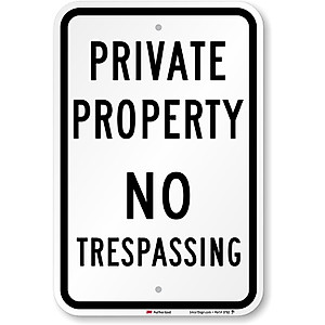 SmartSign No Trespassing Signs Private Property, 12 x 18 Inches 3M High Intensity Grade Reflective Aluminum, USA Made