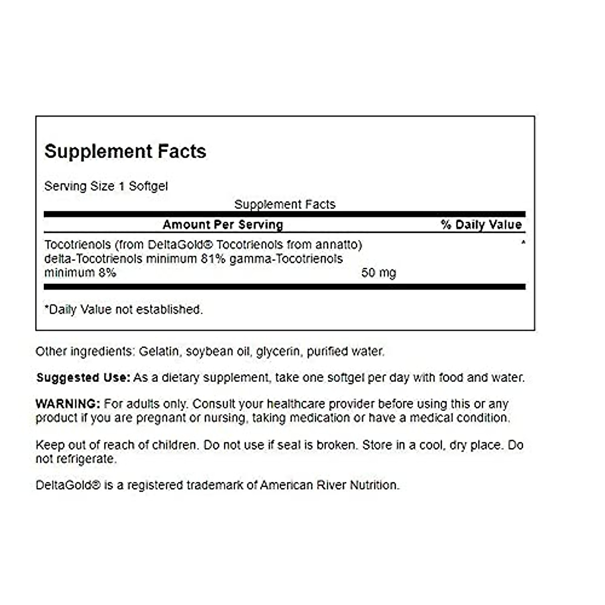 Swanson Deltagold Tocotrienols-Annatto Tocotrienols Supporting Healthy Cholesterol Levels Already withinthe Normal Range-Vitamin E Tocotrienols 99% Tocopherol Free (60 Softgels, 50mg Each) (3 Pack)